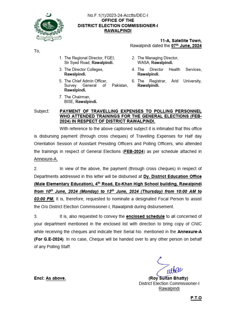 Letter To Deptt. (DEO Office Vanue) | PDF