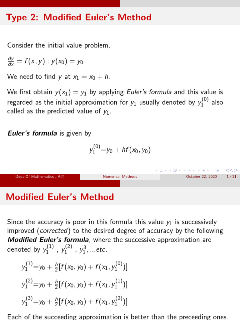 2. Modified Euler's Method | Download Free PDF | Numerical Analysis | Computational Science