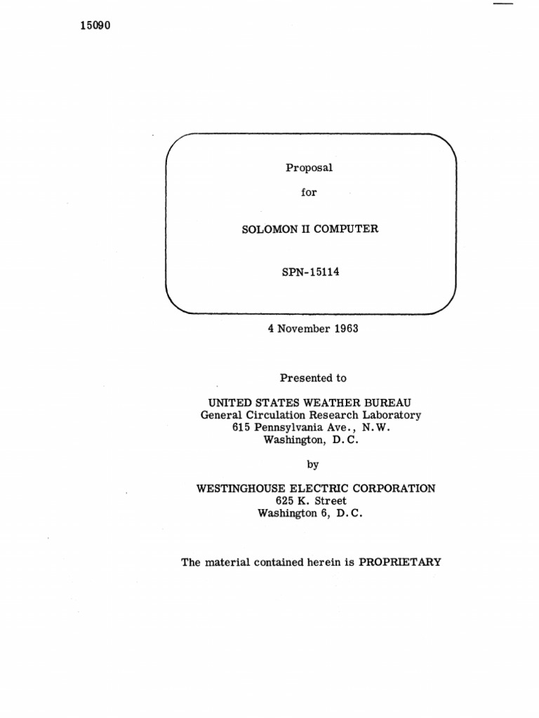 Proposal For SOLOMON II Computer SPN-15114 Nov63 | PDF | Computer Data Storage | Central ...