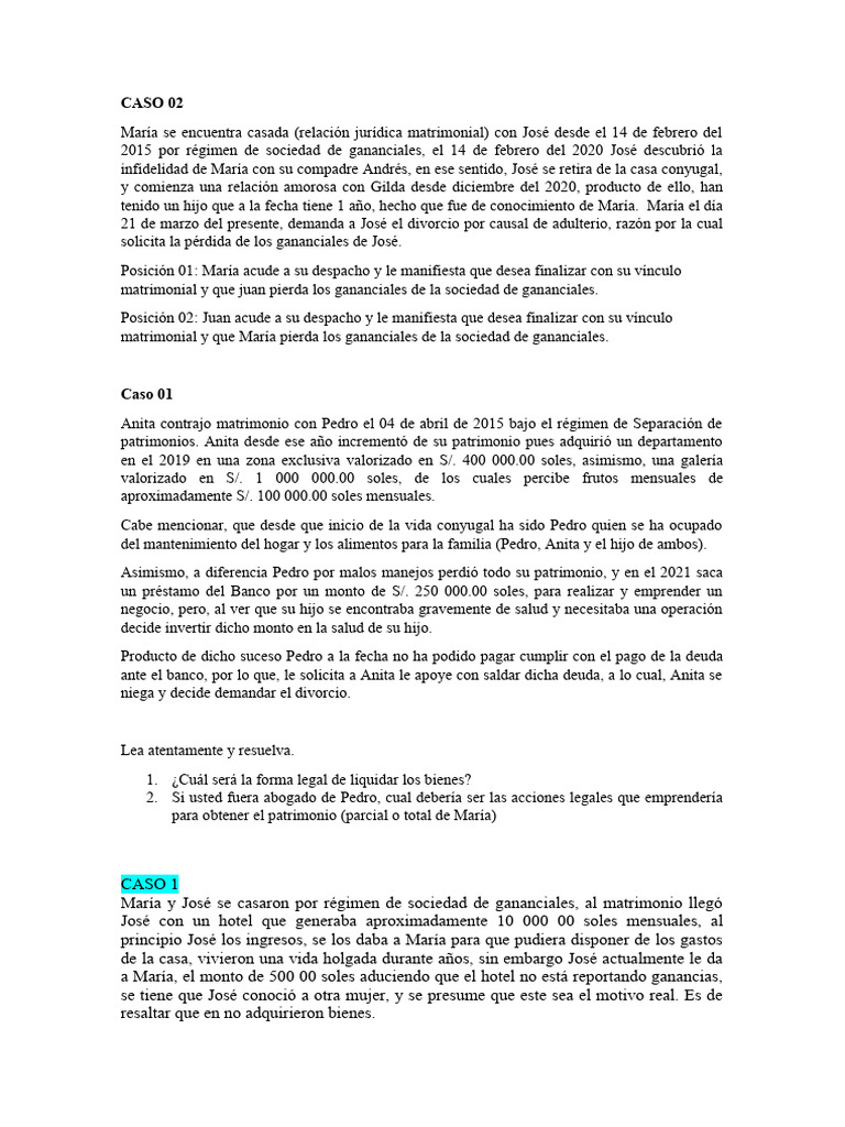 Caso Practico - Guia | PDF | Divorcio | Propiedad de la comunidad