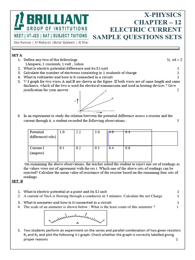 Physics Material Grade-X | PDF | Electrical Resistance And Conductance ...