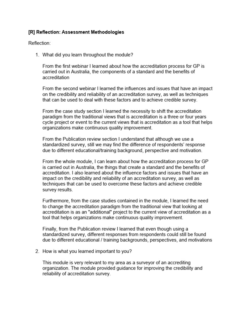 reflection modul | PDF | Credibility | Reliability Engineering