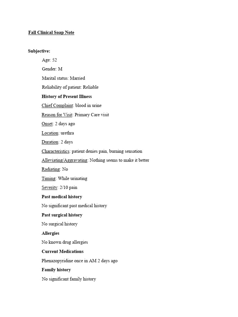 Spring 2024 Clinical Soap Note 02 | PDF | Urinary Tract Infection | Kidney