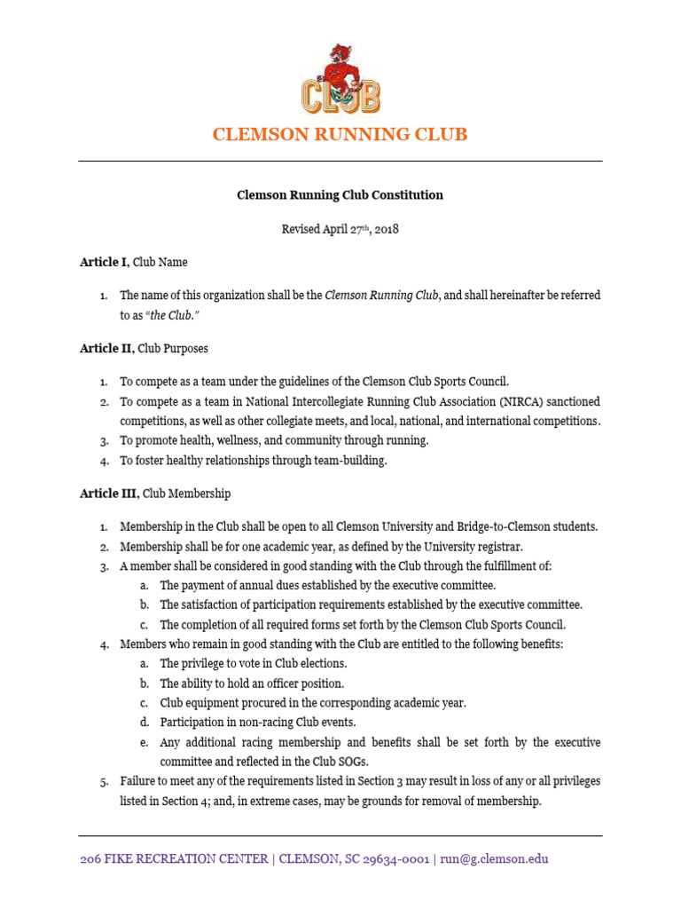 Running Club Constitution | PDF | Committee | Supermajority