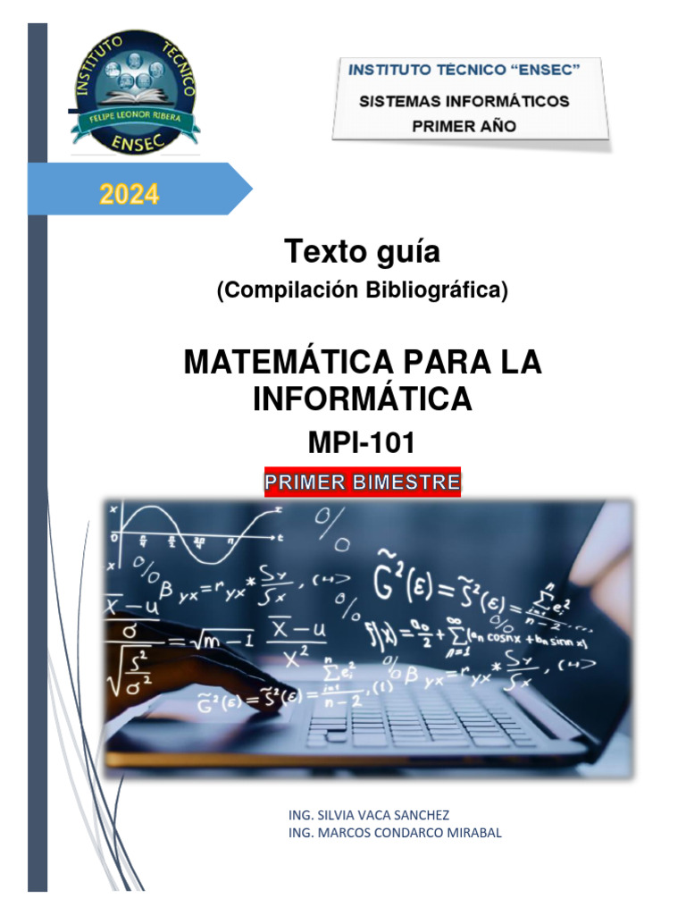 1 Guia Matematicas para la Informatica 2024 PRIMER BIMESTRE | Descargar ...
