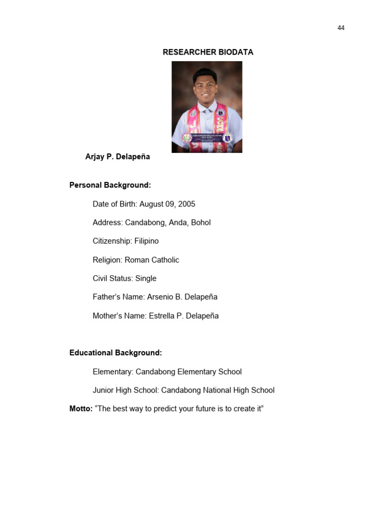 Researcher Biodata from Candabong High | PDF