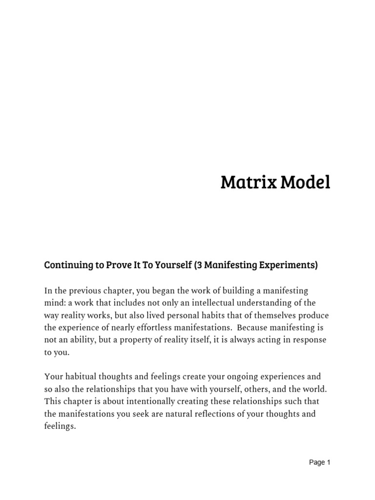 Matrix Model | PDF | Mind | Thought