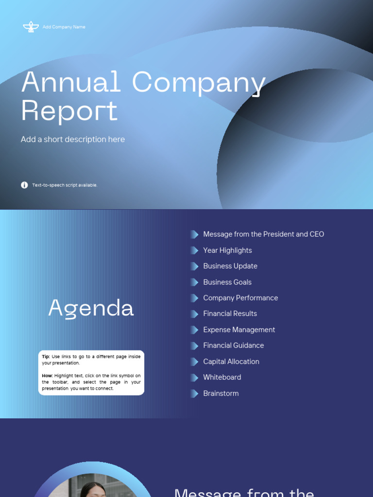 Dark Blue Light Blue Professional Gradients Annual Company Report ...