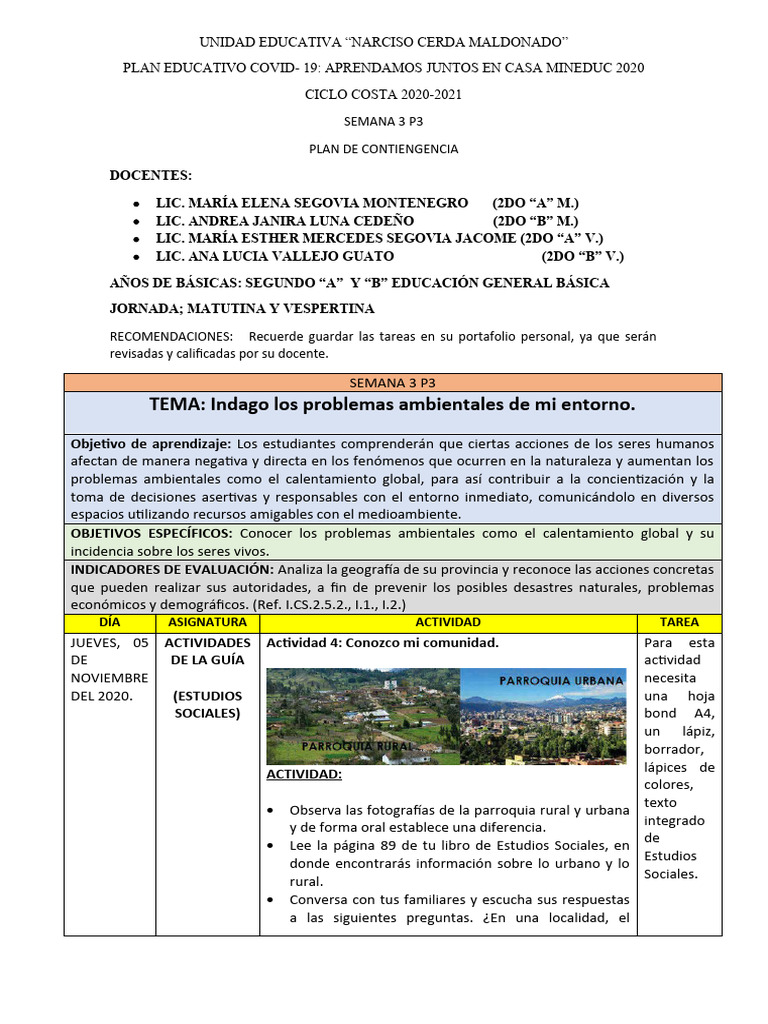 Planificacion Eess Semana 3 P3 | PDF | Entorno natural