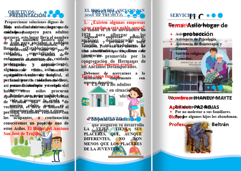 Triptico de Asilo | Descargar gratis PDF | Vejez | Terapia física