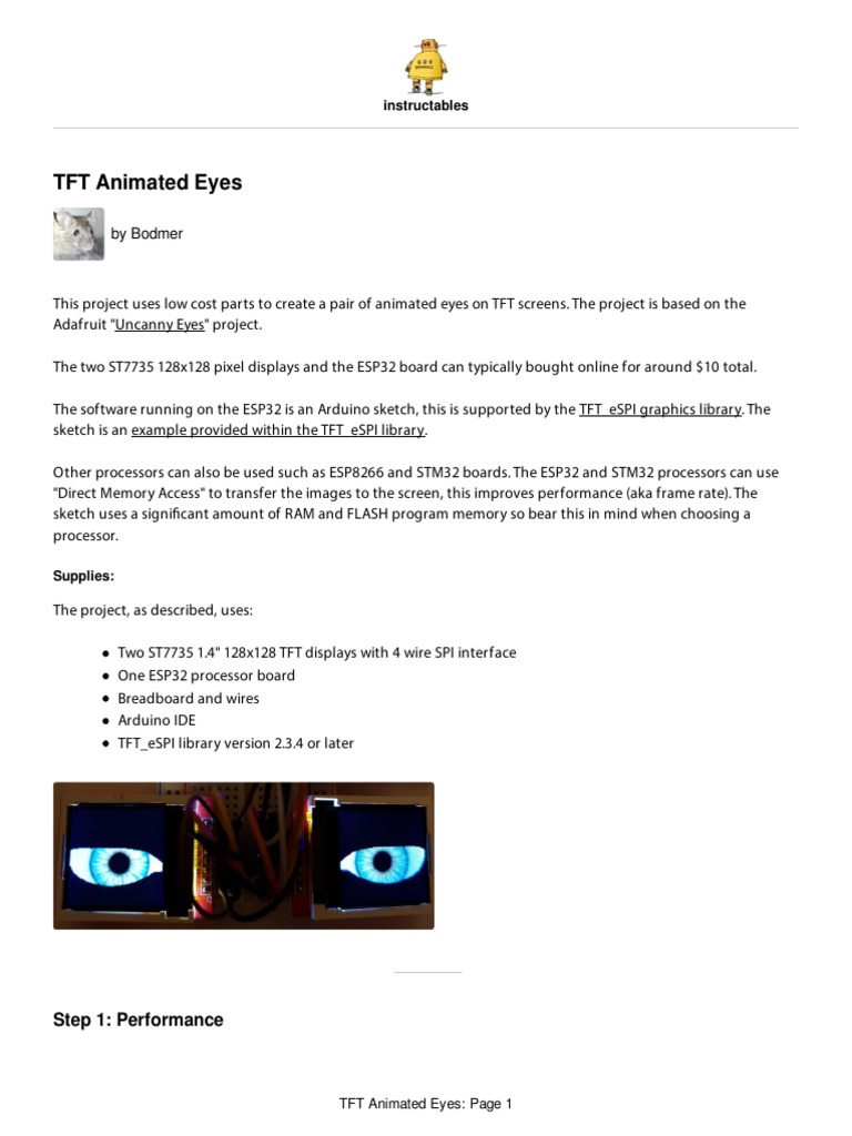 TFT Animated Eyes | PDF | Arduino | Frame Rate