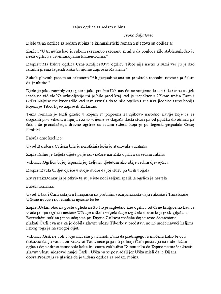 Tajna Ogrlice Sa Sedam Rubina | PDF