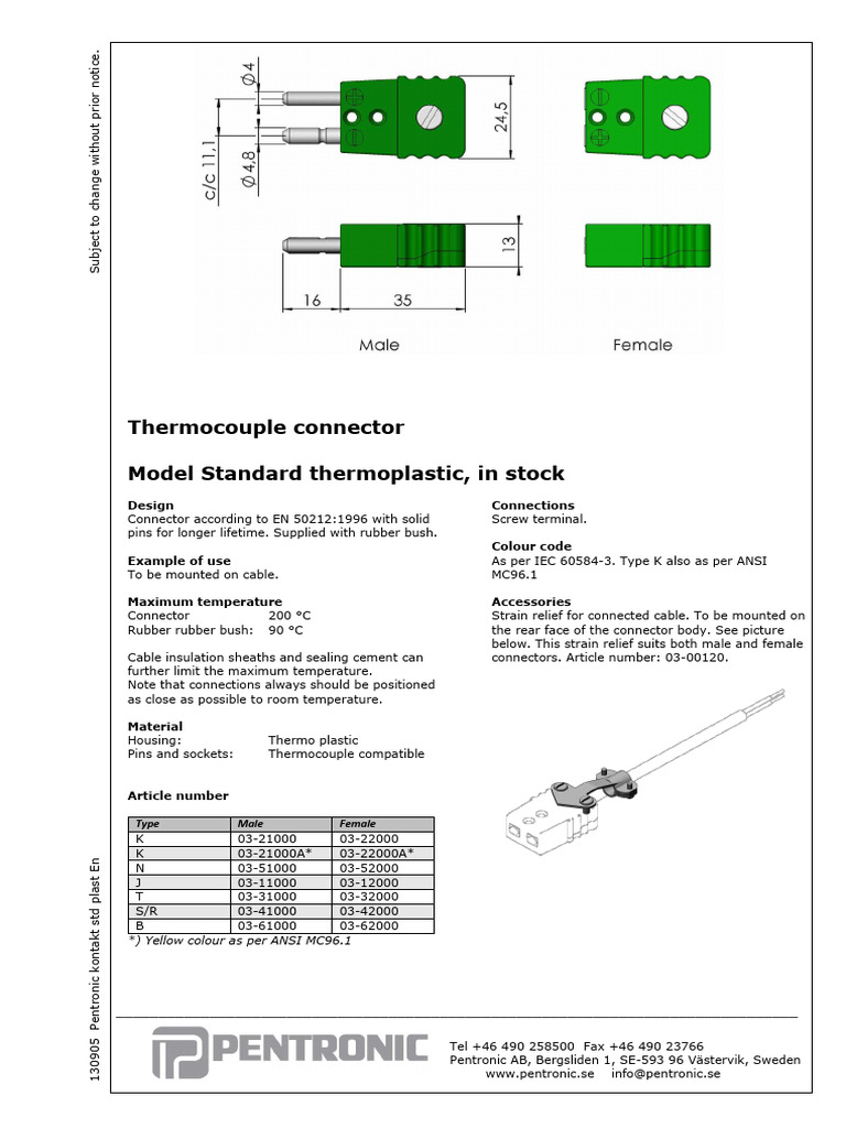 Pentronic Connector STD Plastic en | PDF | Electrical Connector | Equipment