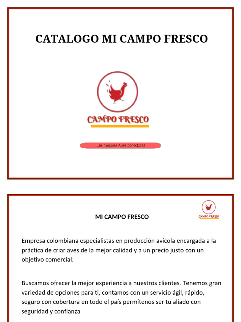Catálogo de Aves de Mi Campo Fresco | PDF | Pollo | Ornitología