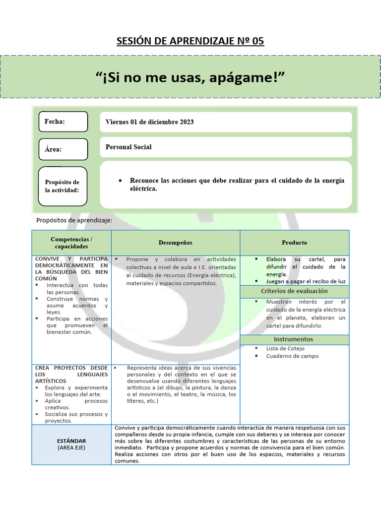 Sesion de Aprendizaje 5 Años[1] (2) | PDF | Dinero | Aprendizaje