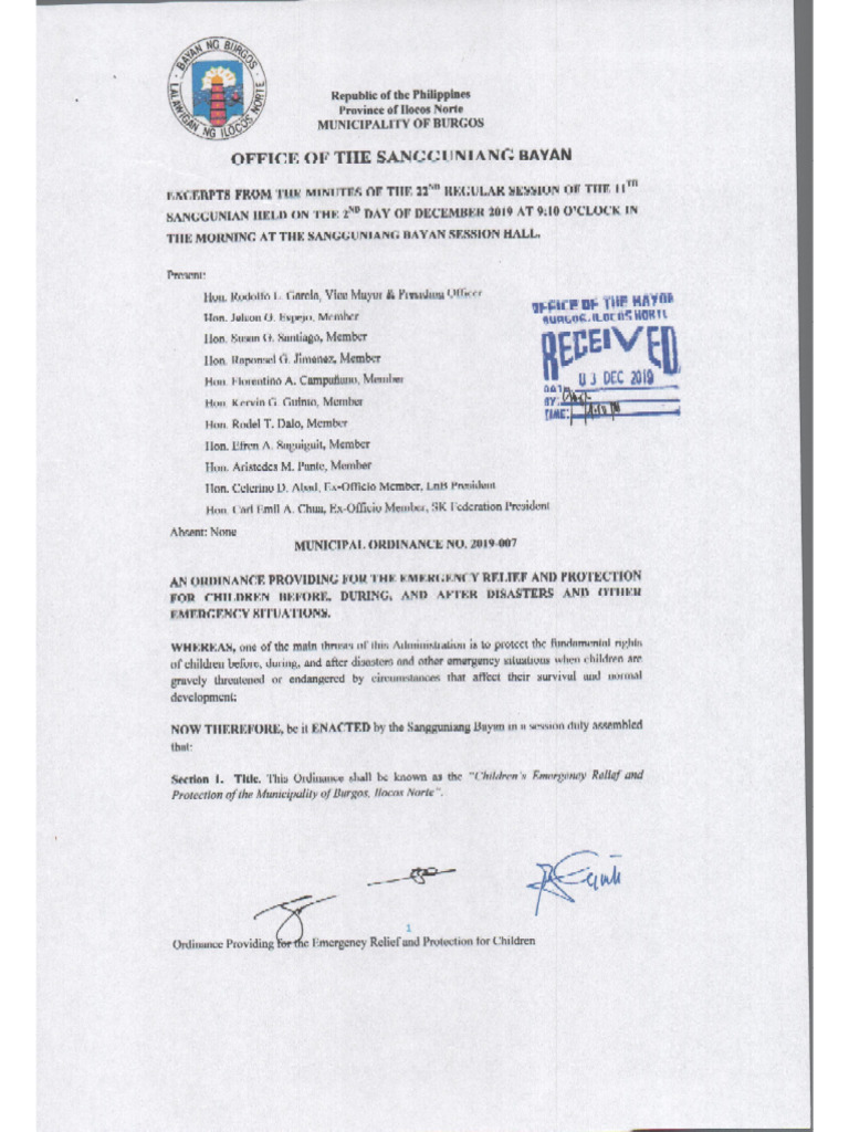 Municipal Ordinance No. 2019-007 | PDF