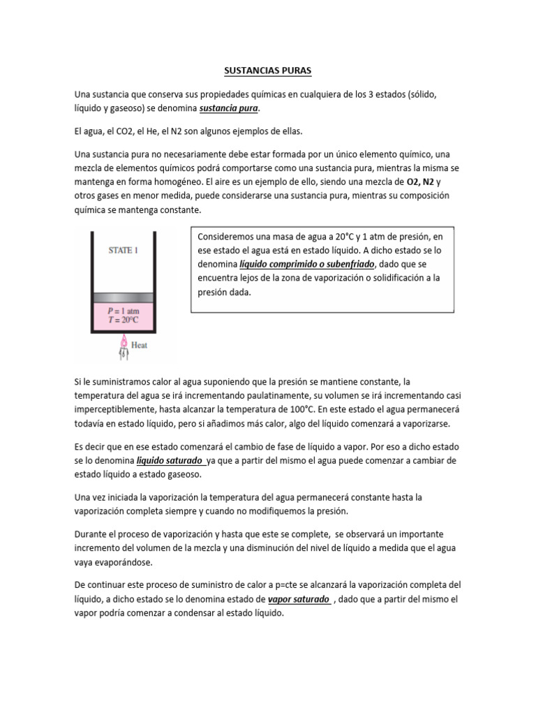 SUSTANCIAS PURAS - VAPORES | PDF | Vapor | Líquidos