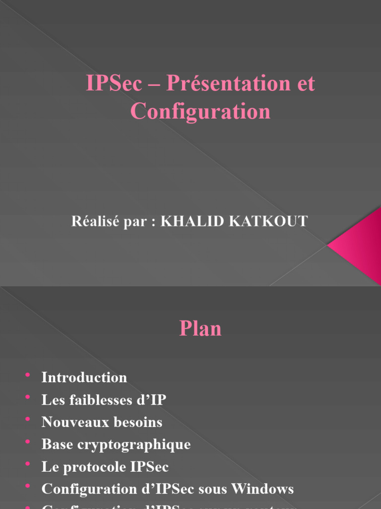 IPSec - Présentation Et Configuration - KHALID KATKOUT | PDF | Protocoles Internet | Cryptage