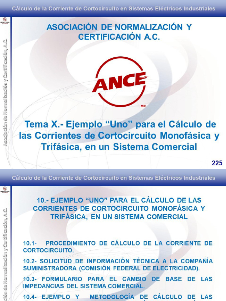 CORTOCIRCUITO 10 - EJEMPLO UNO DE CÁLCULO - Ance | PDF