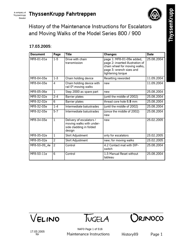 Thyssen Escaleras Manual Mecanico Ingles | PDF | Gear | Escalator