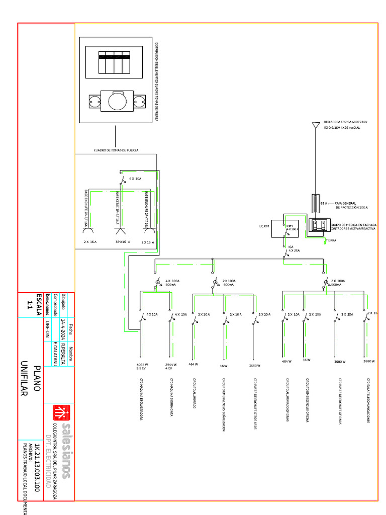 Plano Electrico Unifilar | PDF