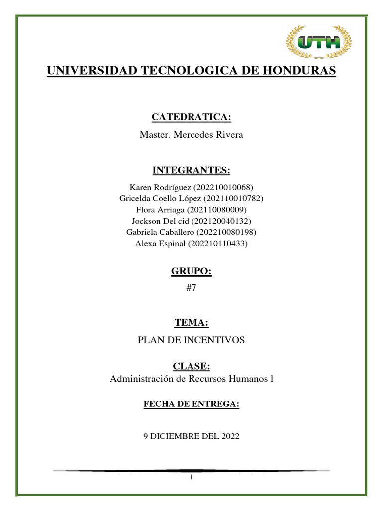 grupo 7 plan de incentivos | PDF | Business | Presupuesto