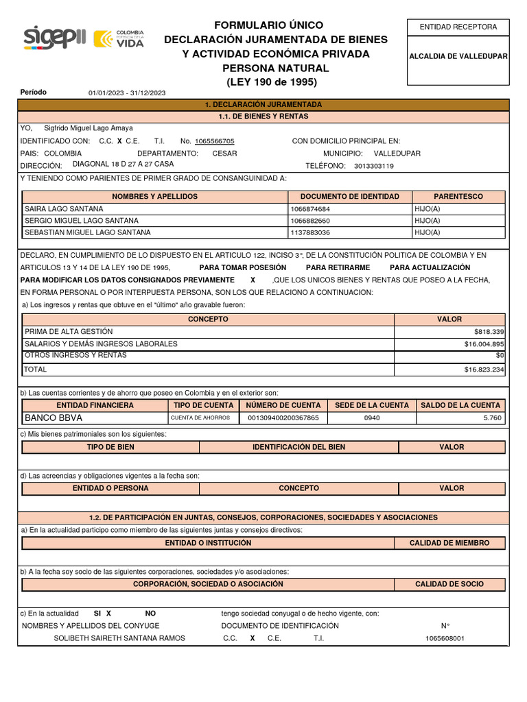 Declaracion de Bienes y Renta | PDF