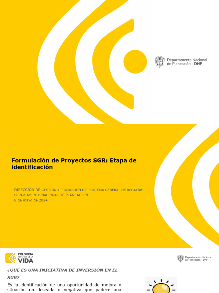 Formulación de proyectos en el SGR_ Identificación. | PDF | Planificación | Enseñando