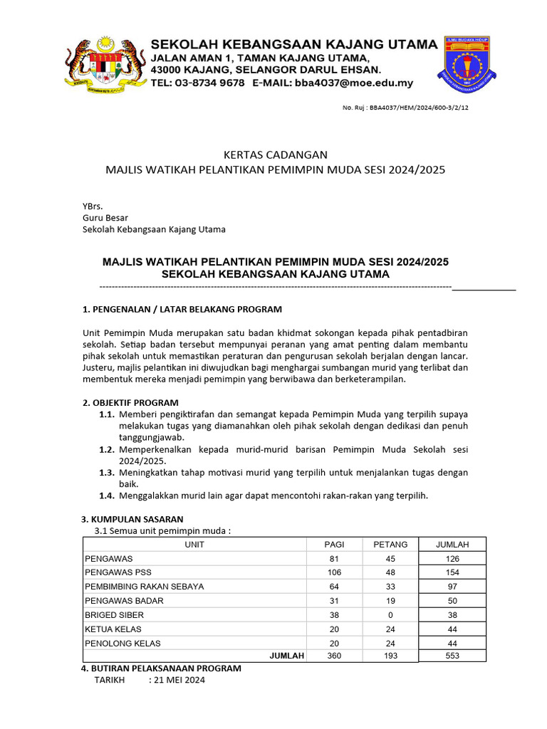 KERTAS KERJA WATIKAH PELANTIKAN PEMIMPIN MUDA 2024 Terbaru | PDF