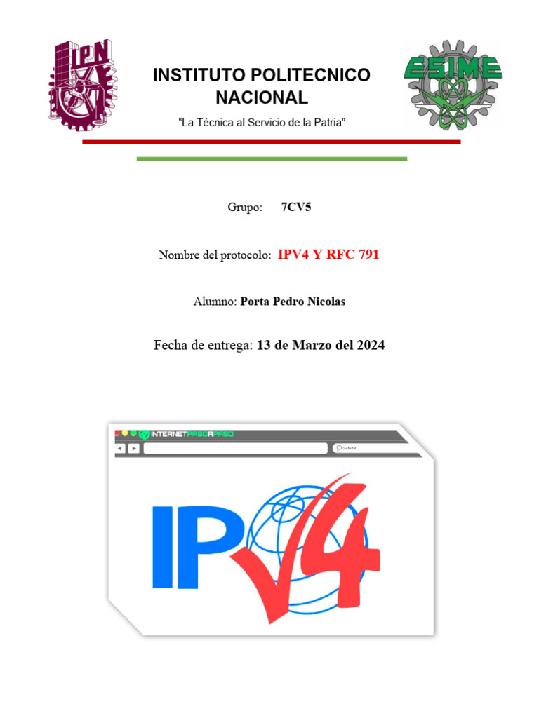 Protocolo IPv4 y RFC 791: Guía Completa | PDF | Protocolos de internet ...