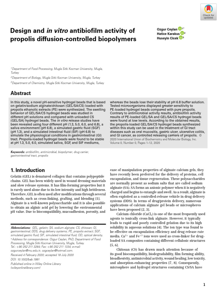Celyan - Design and in Vitro Antibiofilm Activity of Propolis Diffusion ...