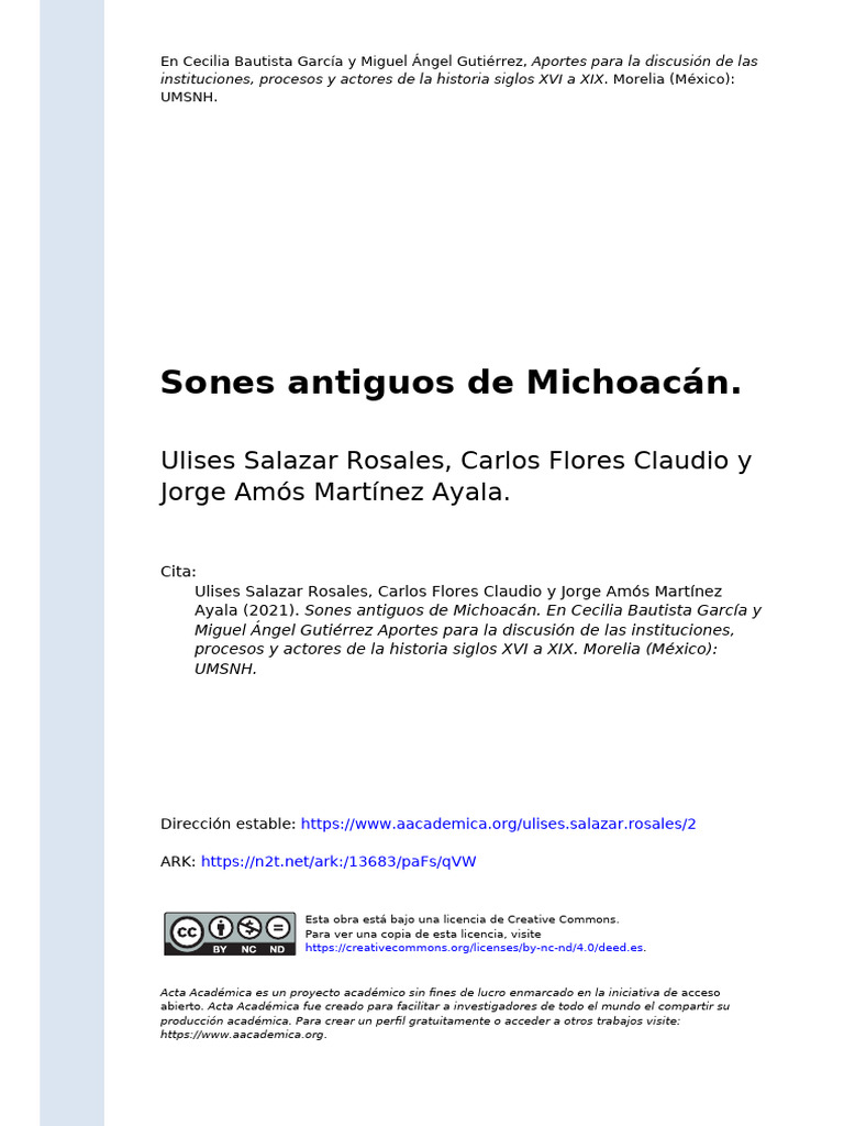 Ulises Salazar Rosales, Carlos Flore (... ) (2021) - Sones Antiguos de Michoacán | PDF | Ballet ...