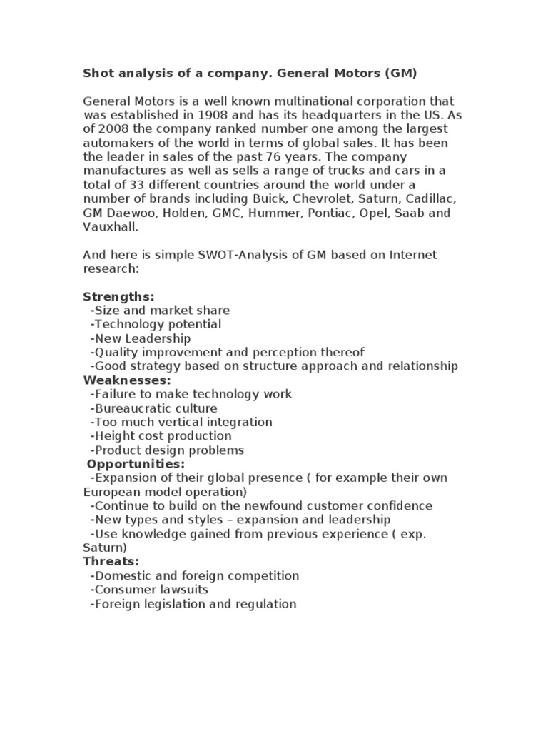 Shot Analysis of A Company | PDF