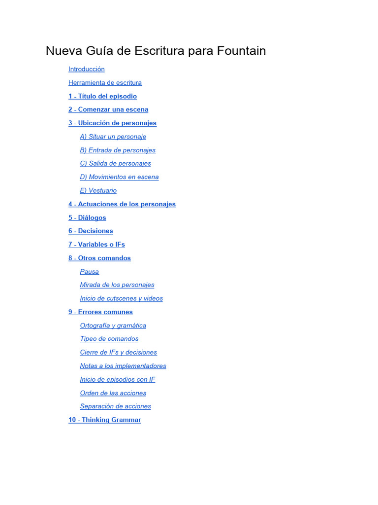 Nueva Guía de Escritura para Fountain | PDF | Animación | Informática