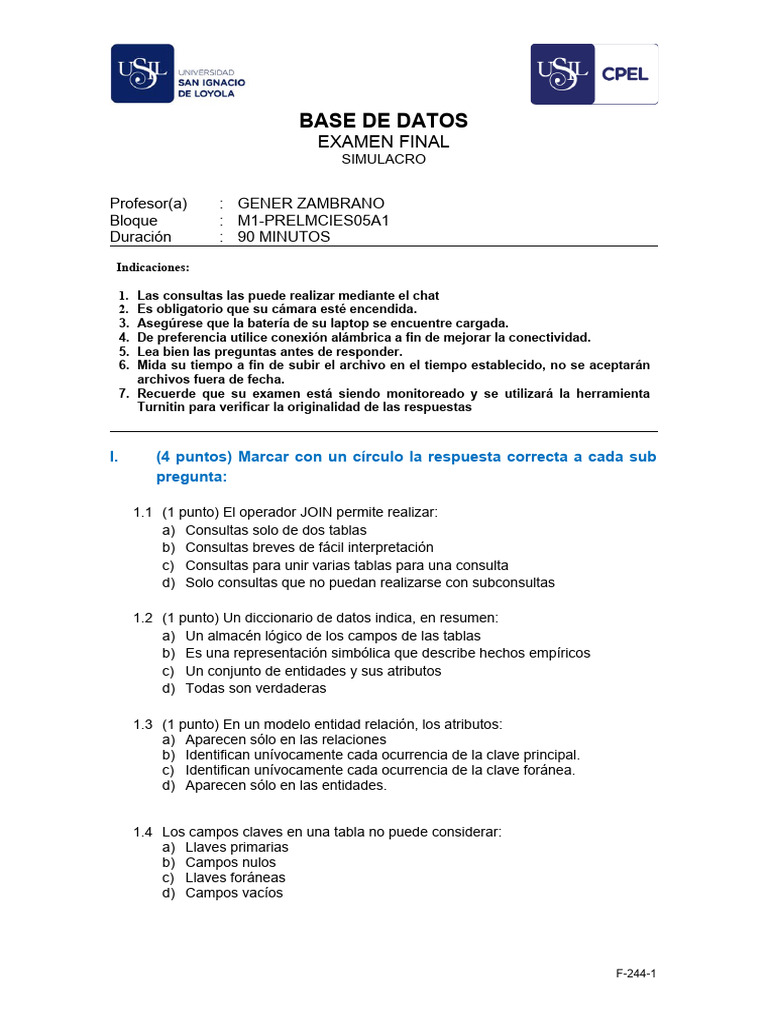 BD_S_13_EXAMEN FINAL_SIMULACRO | PDF | SQL | Recuperación de información