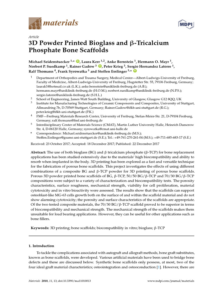 3d Power Printed Bioglass | PDF | Tissue Engineering | 3 D Printing