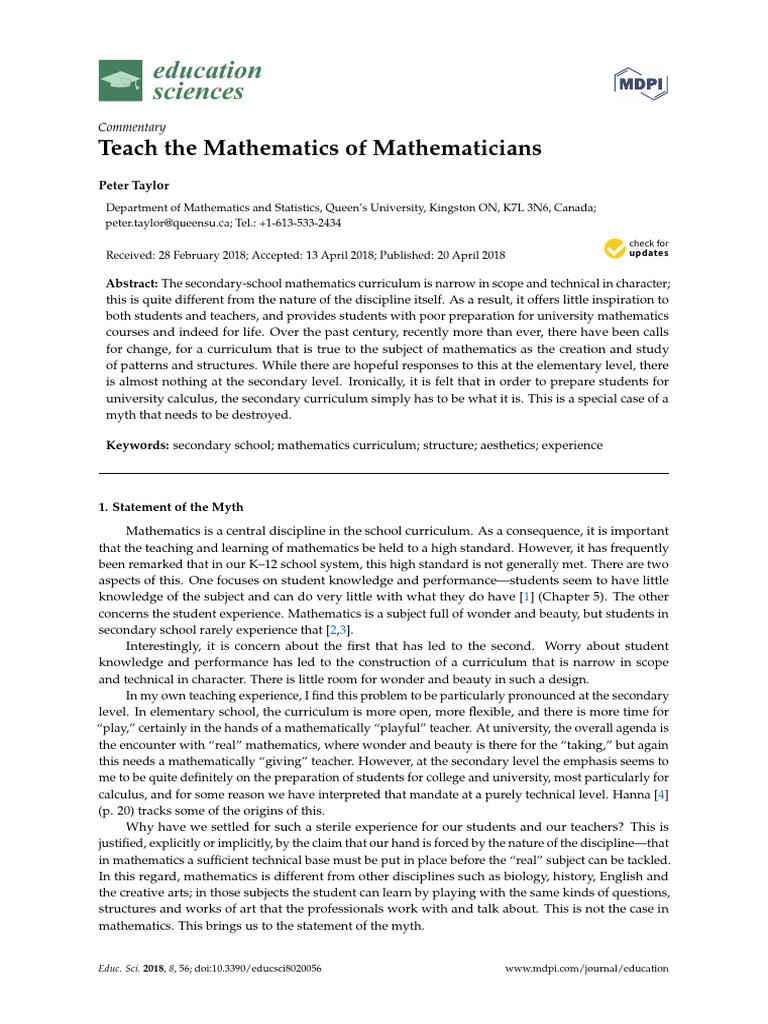 Rethinking Secondary Math Curriculum | PDF | Mathematics | Curriculum
