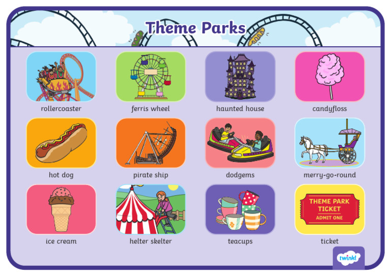 T TP 1679323851 Theme Park Word Mat - Ver - 1 | PDF