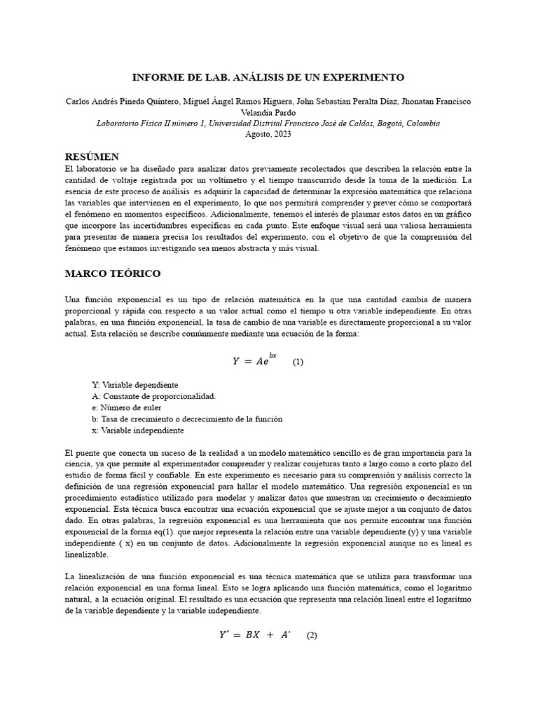Informe Lab 1 | PDF | Funcion exponencial | Análisis de regresión