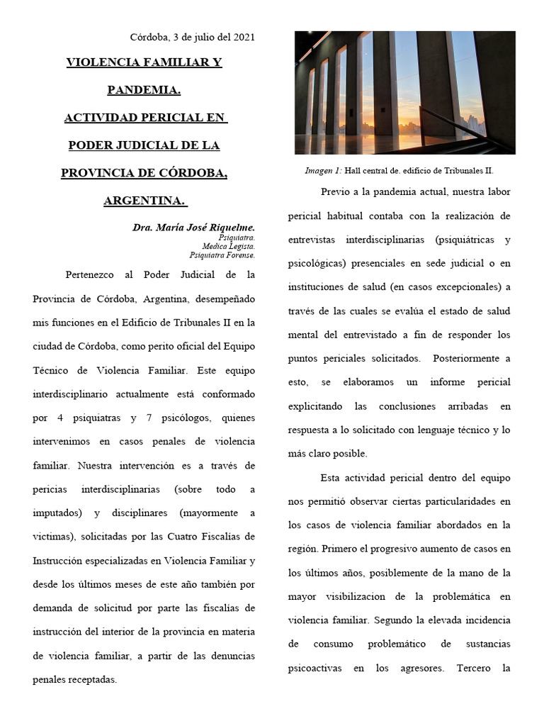 Violencia Familiar y Pandemia. Dra. Maria Jose Riquelme | PDF ...