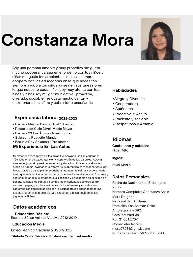 Currículum Constanza | PDF | Educación de la primera infancia | Aprendizaje