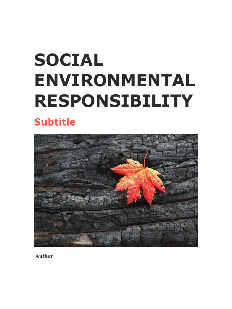 Social Environmental Responsibility: Subtitle | PDF