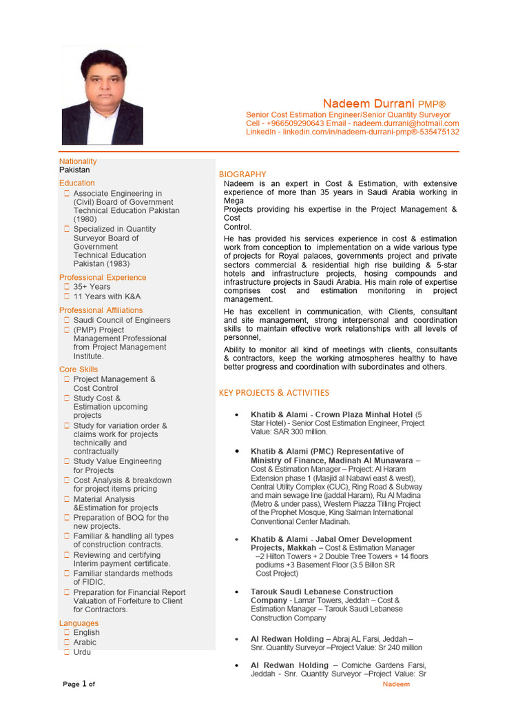 Nadeem Durrani CV | PDF | Riyadh | Saudi Arabia