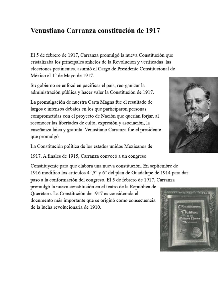 Constitución de 1917 y Carranza | PDF
