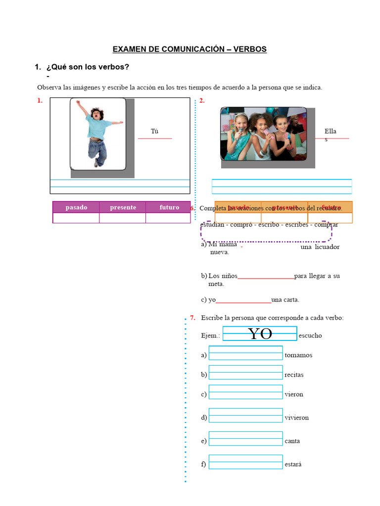 Examen Verbos | PDF | Verbo