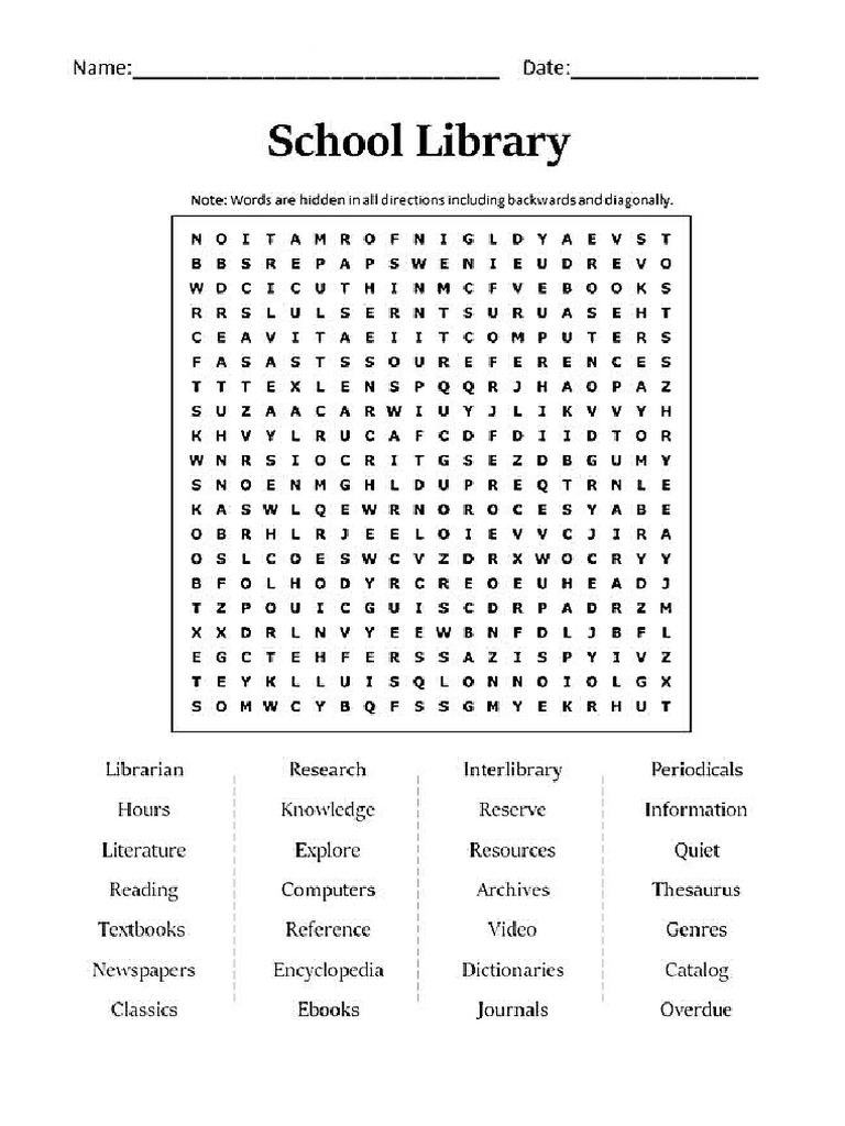 Word Maze Education School Library | PDF