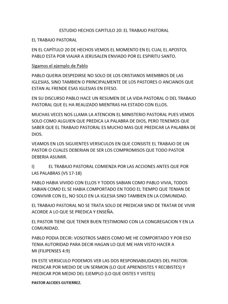 Estudio Hechos Capitulo 20 | PDF | Jesús | Cristo (título)