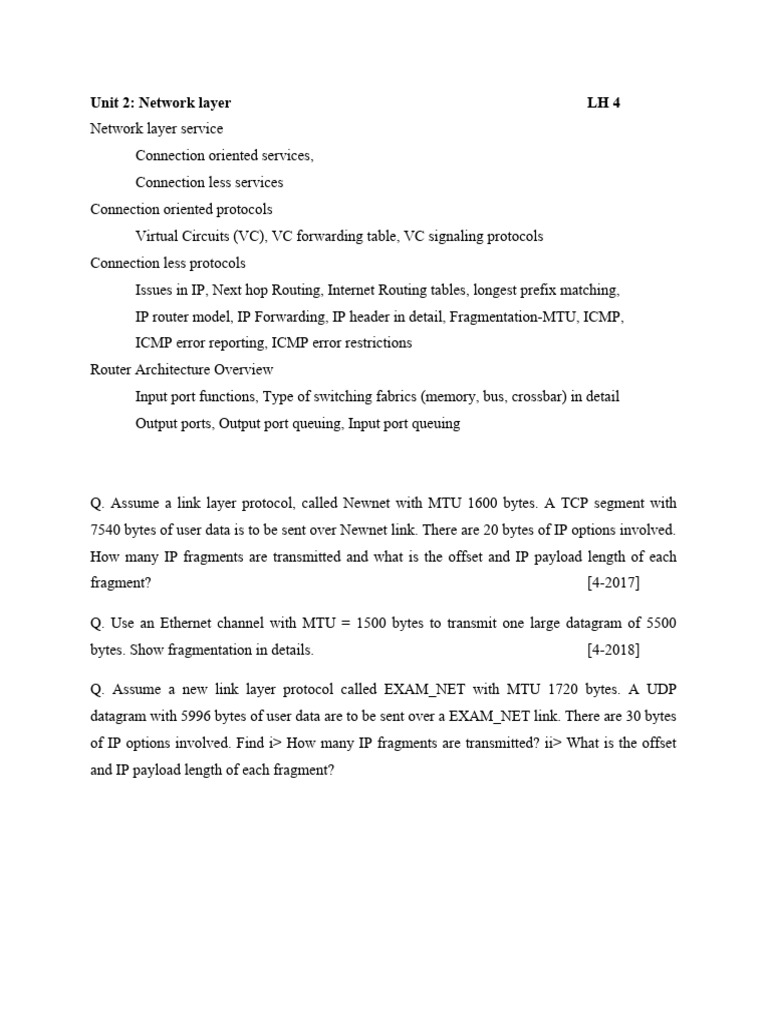 Unit 2 Network layer | Download Free PDF | Internet Protocols | Router (Computing)