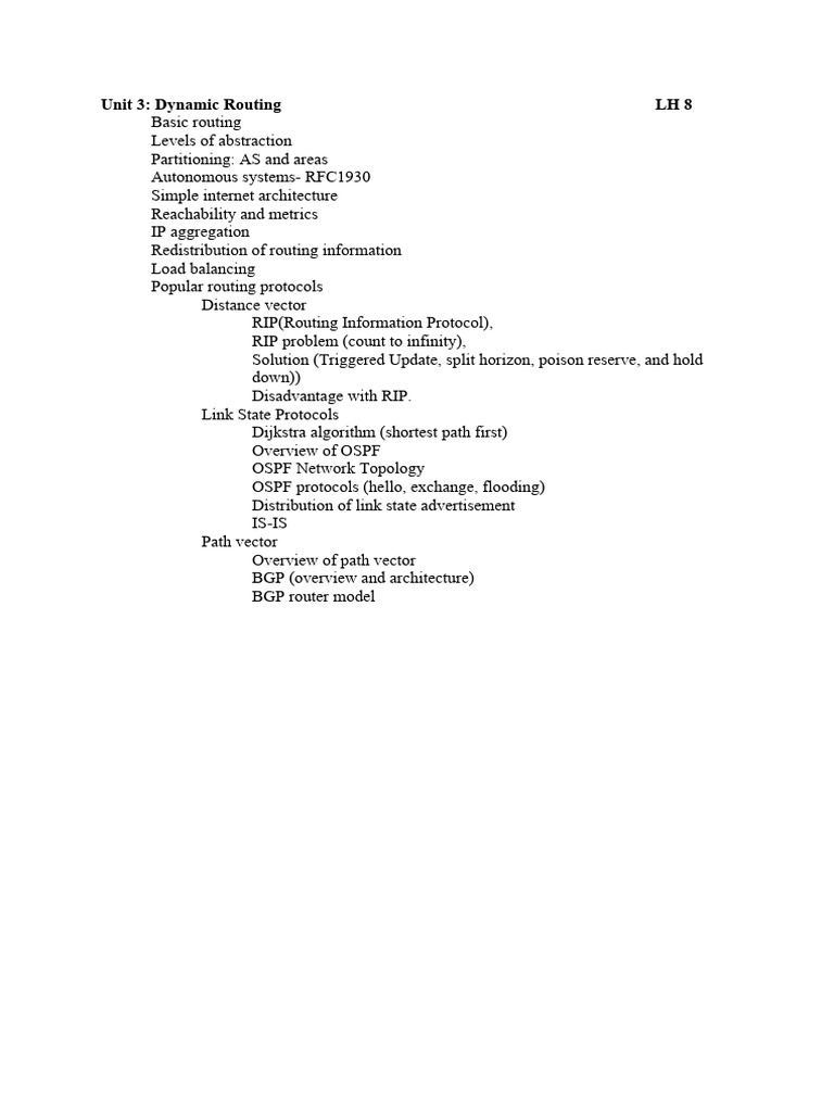 Unit 3- Dynamic Routing | Download Free PDF | Routing | Router (Computing) Unit 3- Dynamic Routing | Download Free PDF | Routing | Router (Computing)
