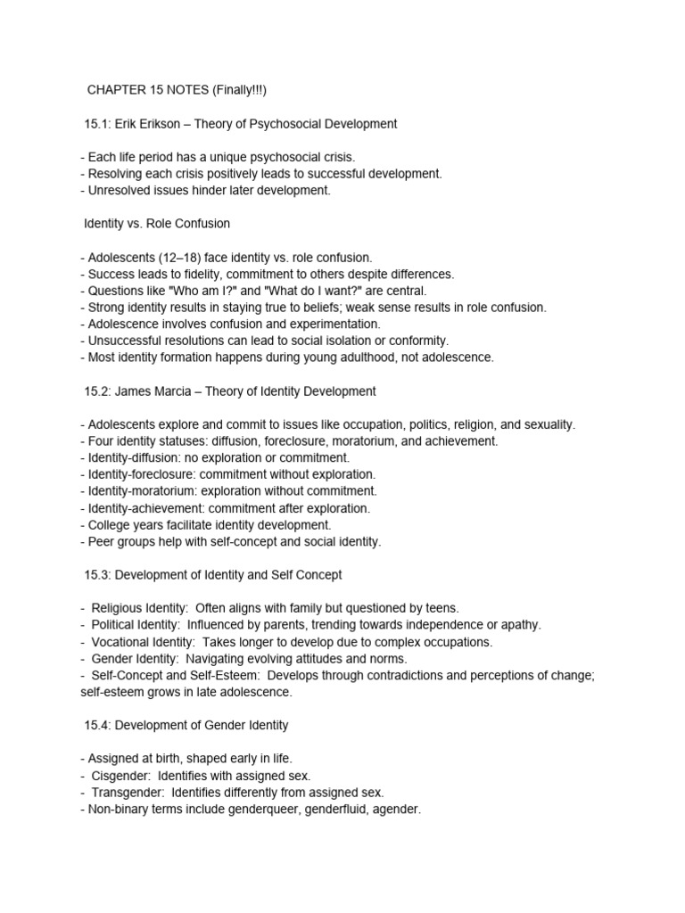 CH15 Notes - Child Development - Tahir Eygoren | PDF | Adolescence ...